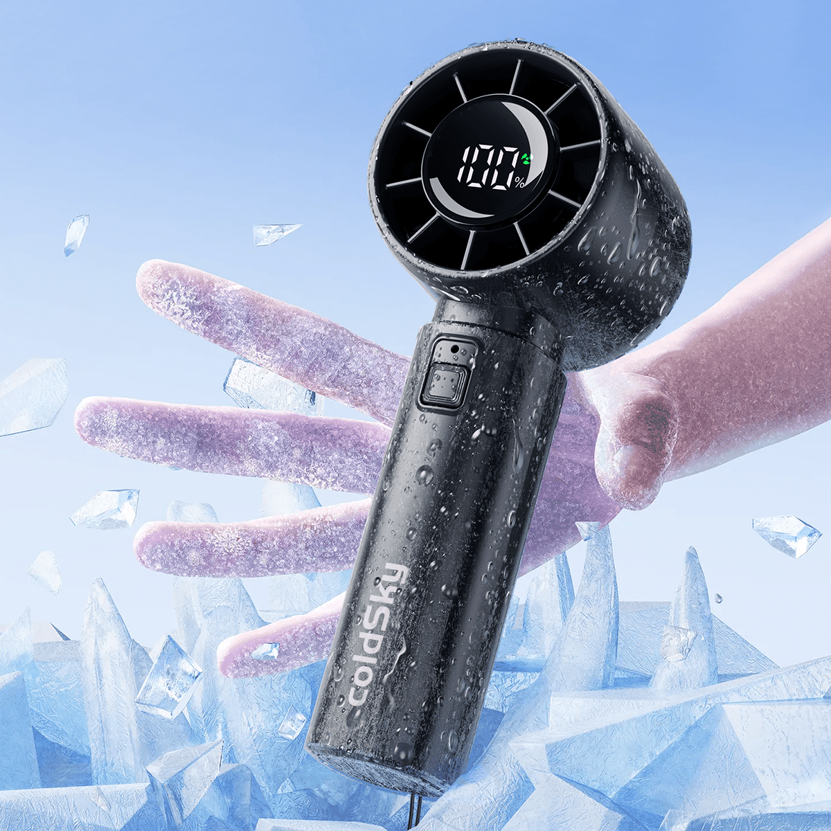 coldSky Portable Personal Turbo Fan,5 Speeds Handheld Fan With Digital ...