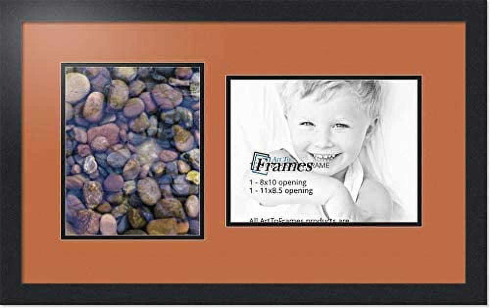 collage photo frame double mat with 1 - 8.5x11& 8x10 openings and black ...