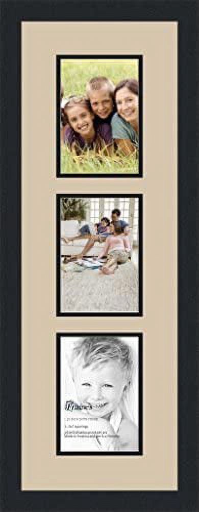 collage photo frame double mat with 3 - 5x7 openings and black frame ...