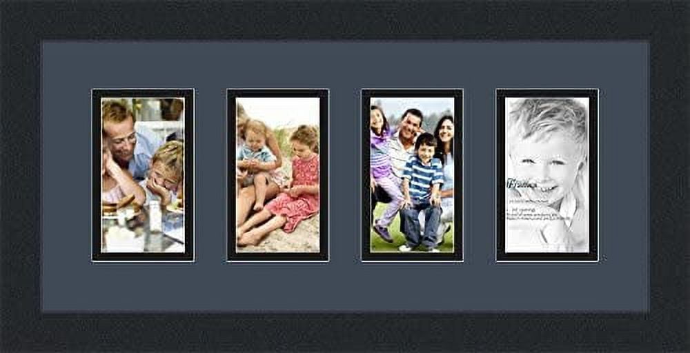 collage photo frame double mat with 4 - 3x5 openings with black frame ...