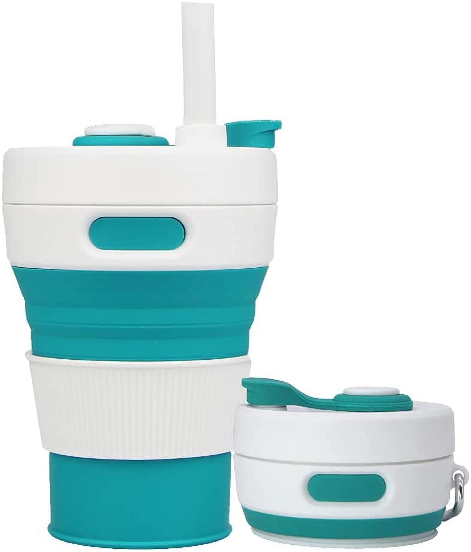 collapsible camping cup with straw silicone folding coffee cup sport ...