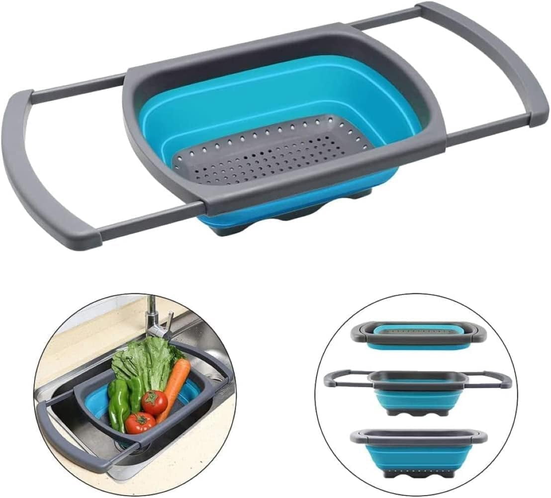 collapsible colander strainer with extendable handles - over the sink ...