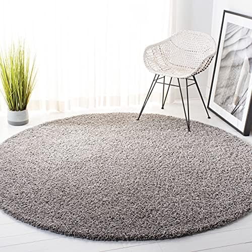 collection area rug - 4' round, light grey, solid design, non-shedding ...