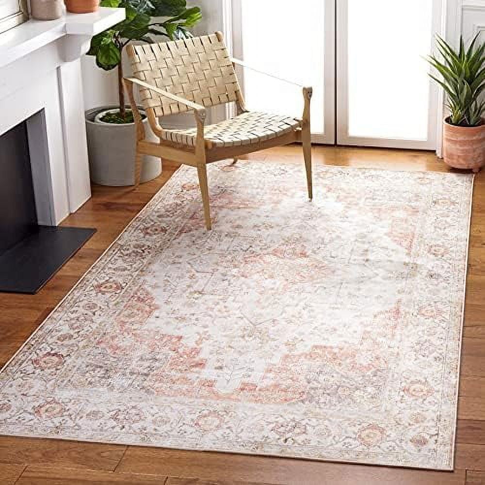 collection area rug - 8' square, light grey & rust, persian design, non ...