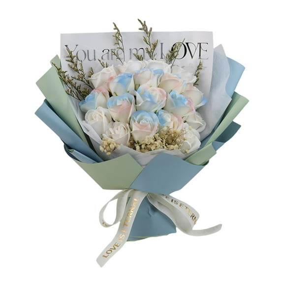 color Hand Knitted Imitation Rose Bouquet With Crocheted Wool Flowers ...