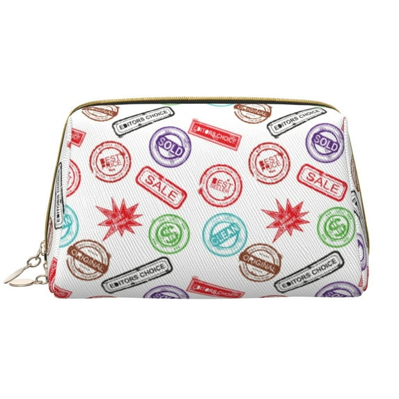color Mark Print Makeup Bag, Leather Waterproof Travel Toiletry Bag ...