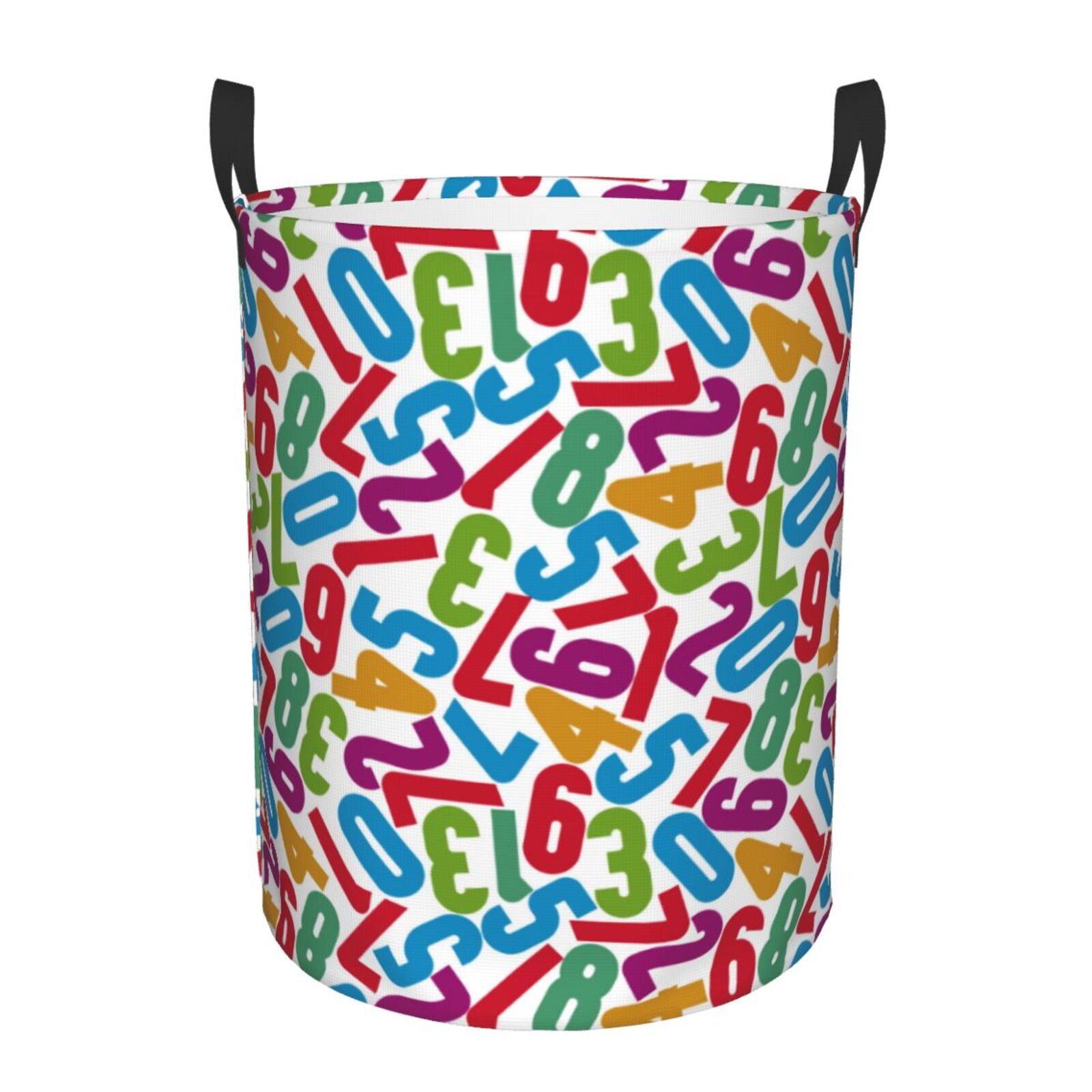 color Math Print Laundry Basket with Handles - Freestanding Laundry ...