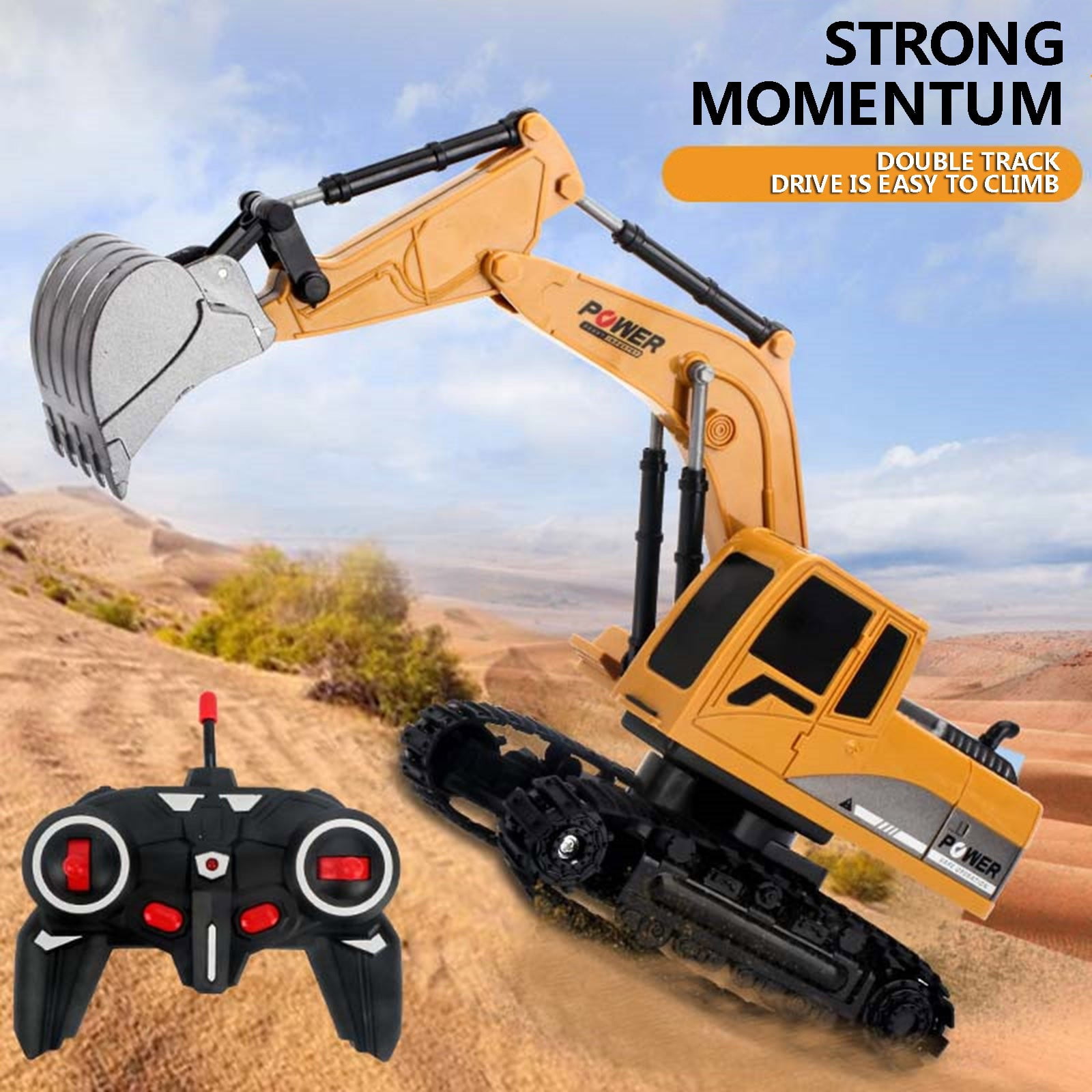 color Remote Control Excavator Toy 124 Large Alloy Construction Vehicle ...