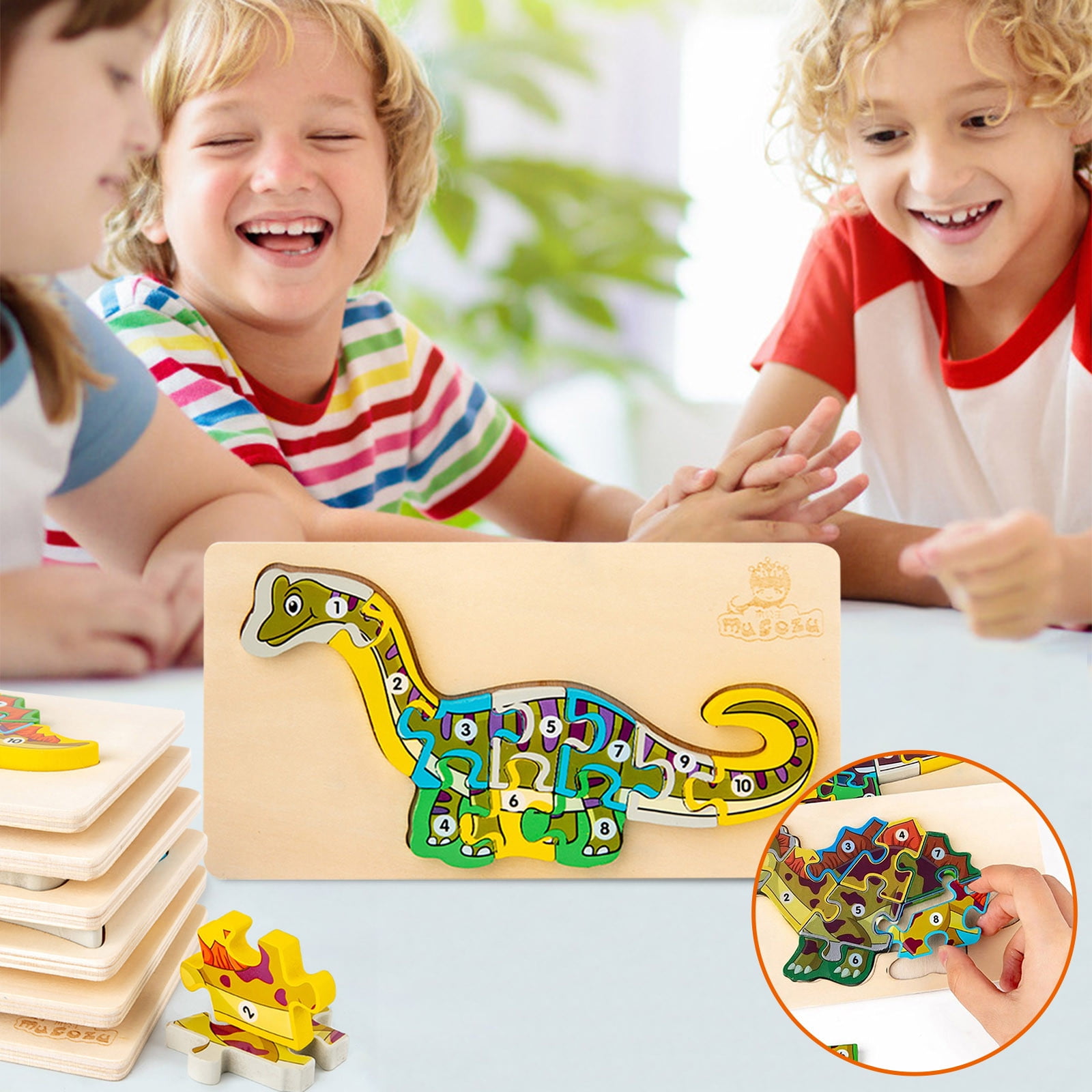 color Wooden 3D Puzzle Block Toy For Toddlers 1 2 3 Years Old - Style E ...