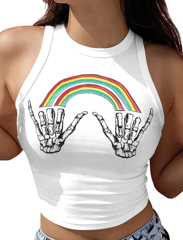 color cosplayer American USA Flag Crop Tank Tops for Women T Shirt ...