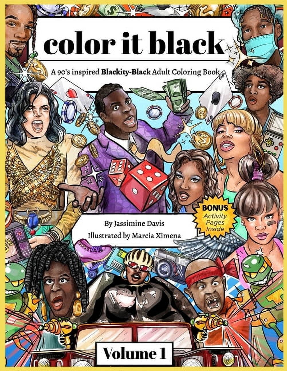 color it black: A 90's Inspired Blackity-Black Adult Coloring Book ...