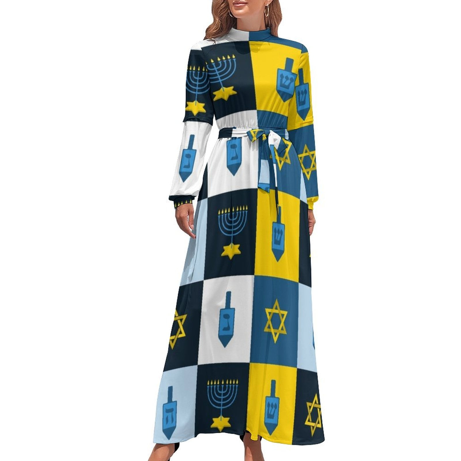 colorblock hebrew hanukkah Long Dress summer clothes for women Woman's ...