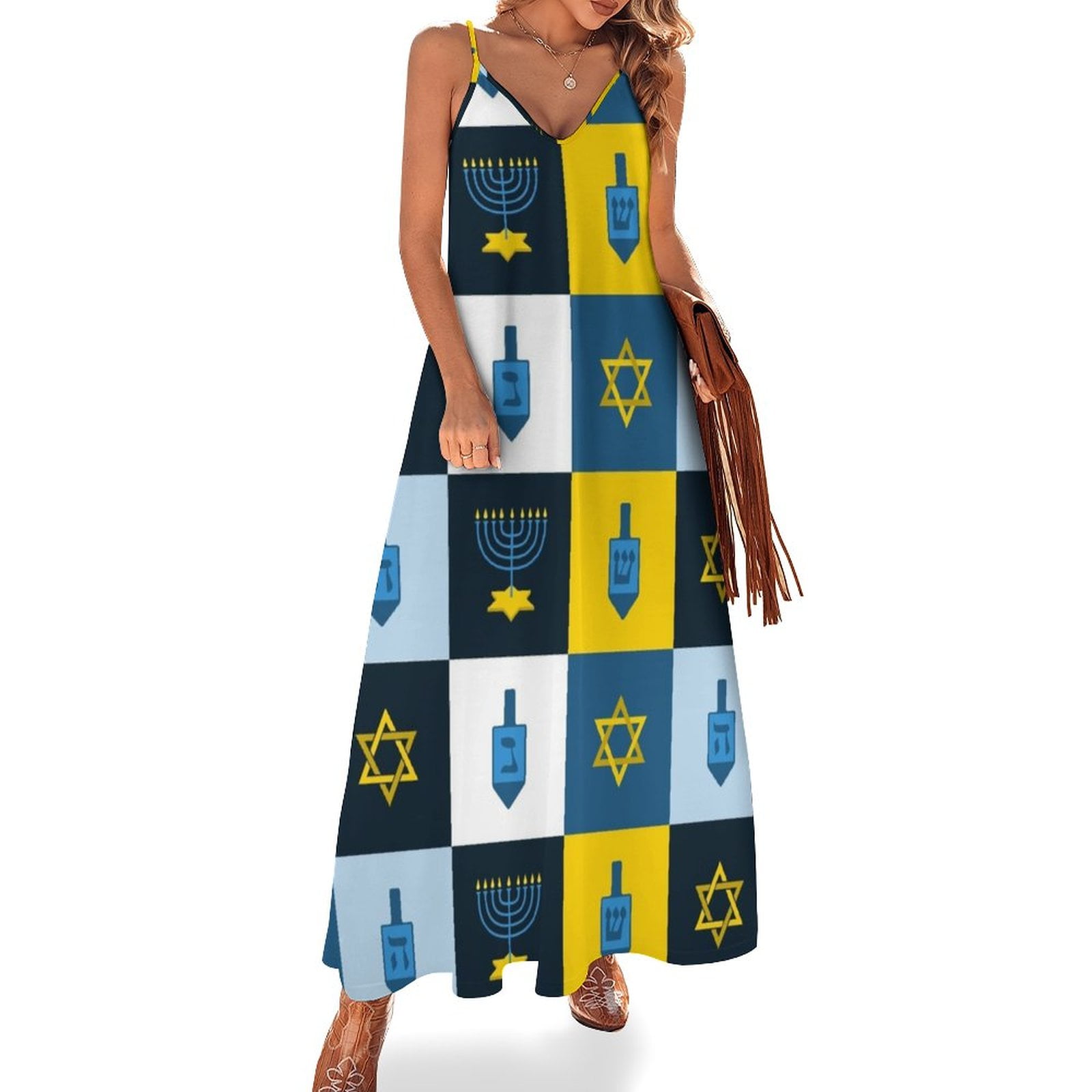 colorblock hebrew hanukkah Sleeveless Dress women dresses womans ...