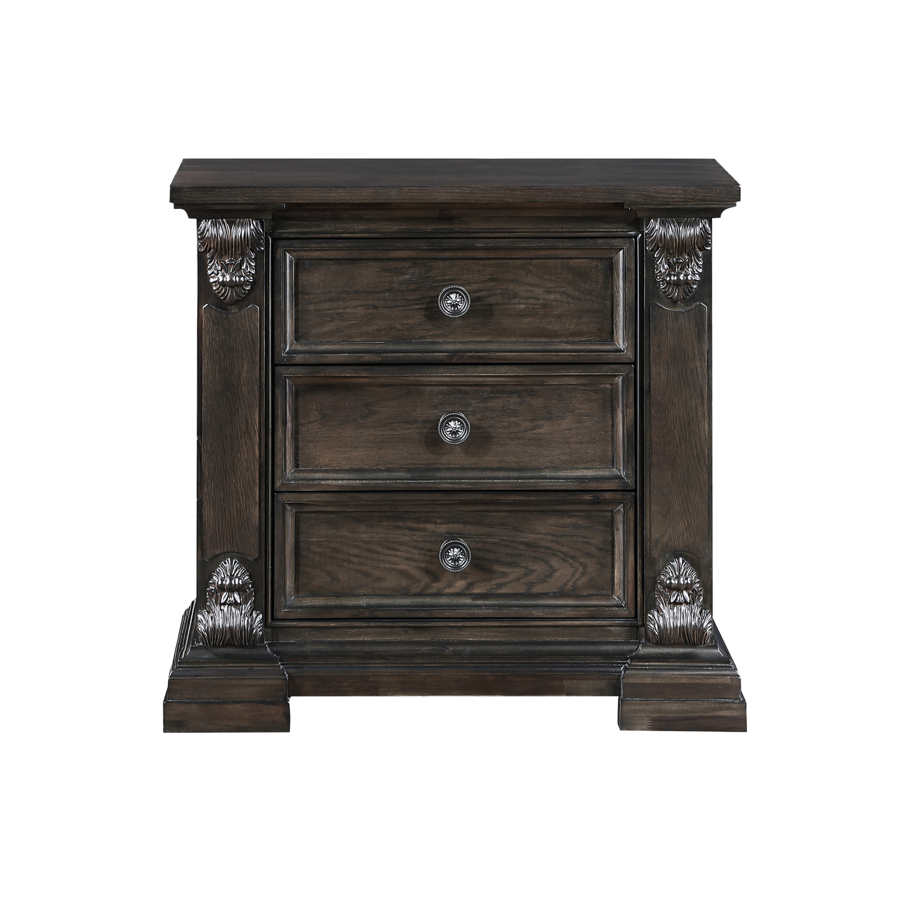 -colored Nightstand With 3 Practical Bedroom Drawers Traditional 3 ...