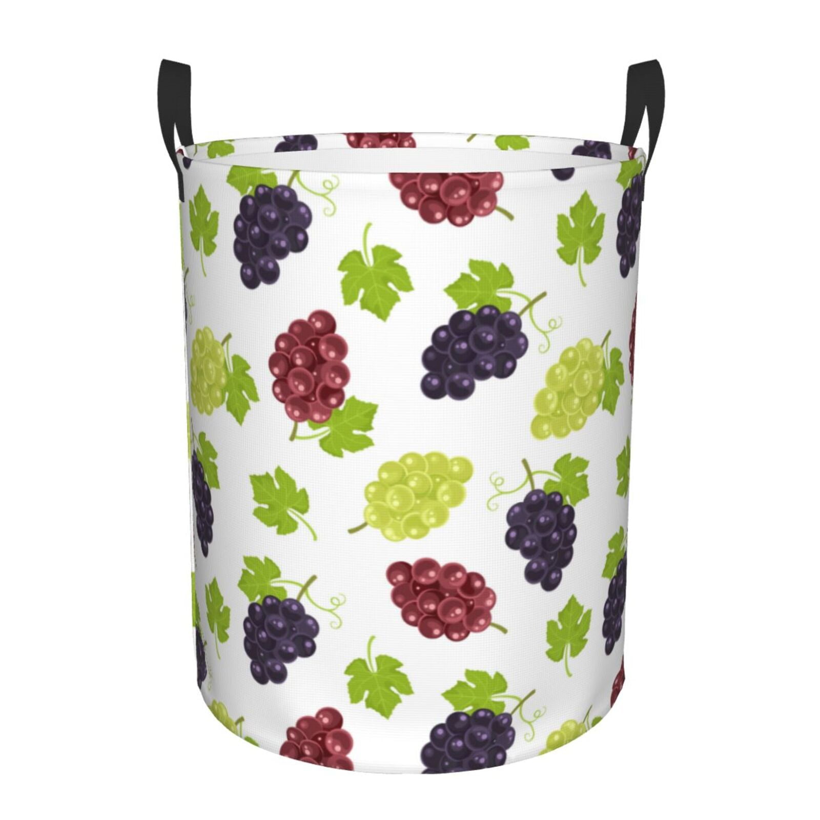 colorful Grape Print Laundry Basket with Handles - Freestanding Laundry ...