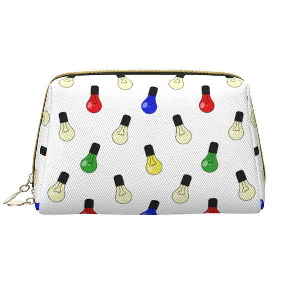 colorful Light Bulb Print Makeup Bag, Large Capacity Cosmetic Bag ...