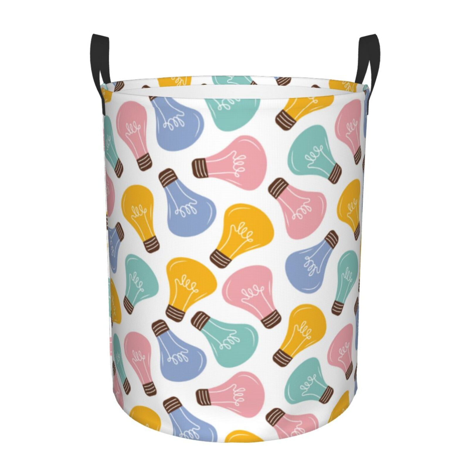 colorful Light Bulb Round Laundry Basket, Laundry Hamper with Handle ...