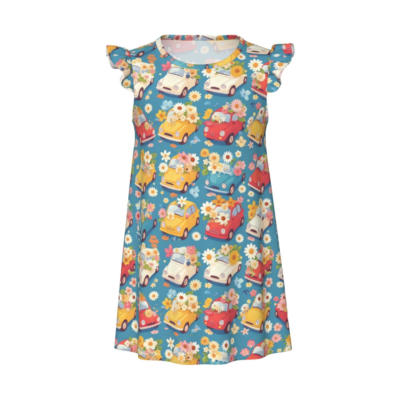 colorful SUV daisy flower Girls Nightgowns, Flutter Sleeve Pajamas ...