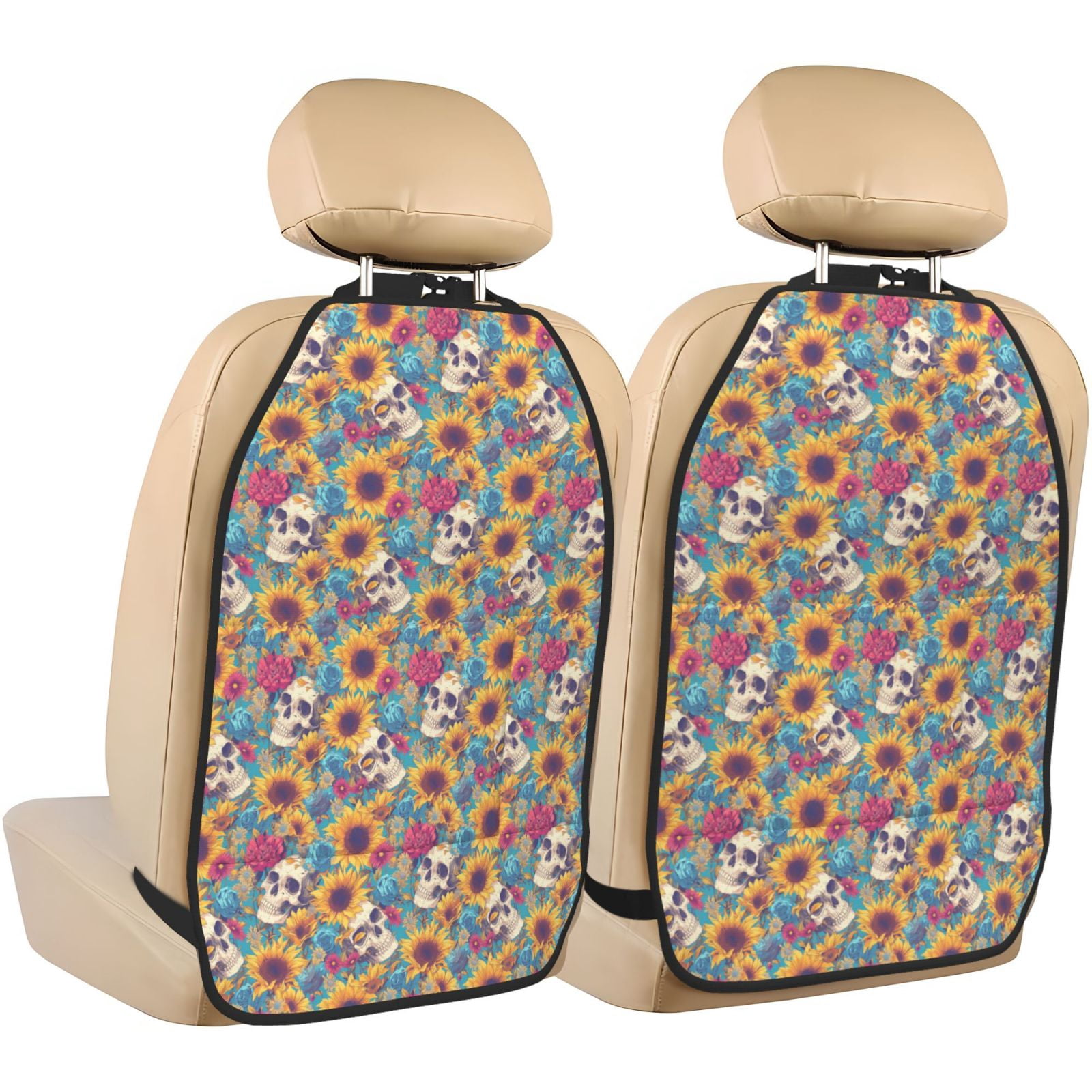 colorful Skull sunflower Mats Back Seat Protectors, Car Seat Protector ...