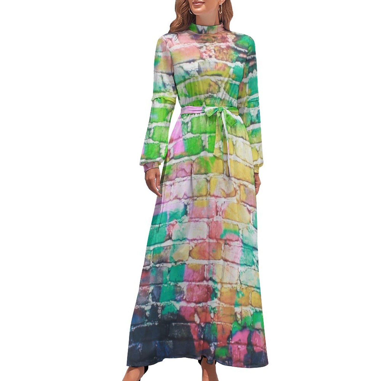 colorful brick wall Long Dress beach outfits for women dresses for ...