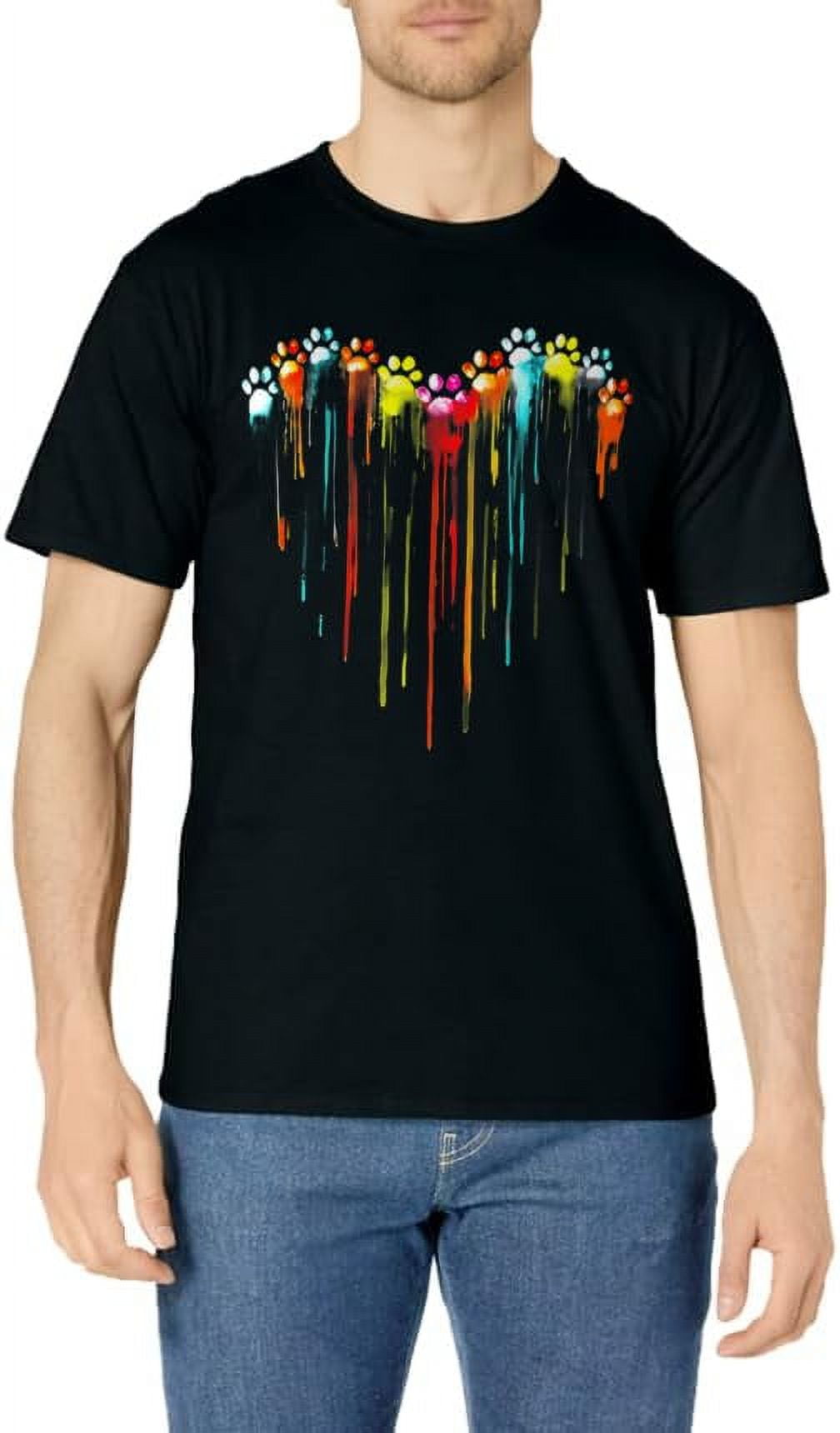 colorful dog paw heart print T-Shirt - Walmart.com