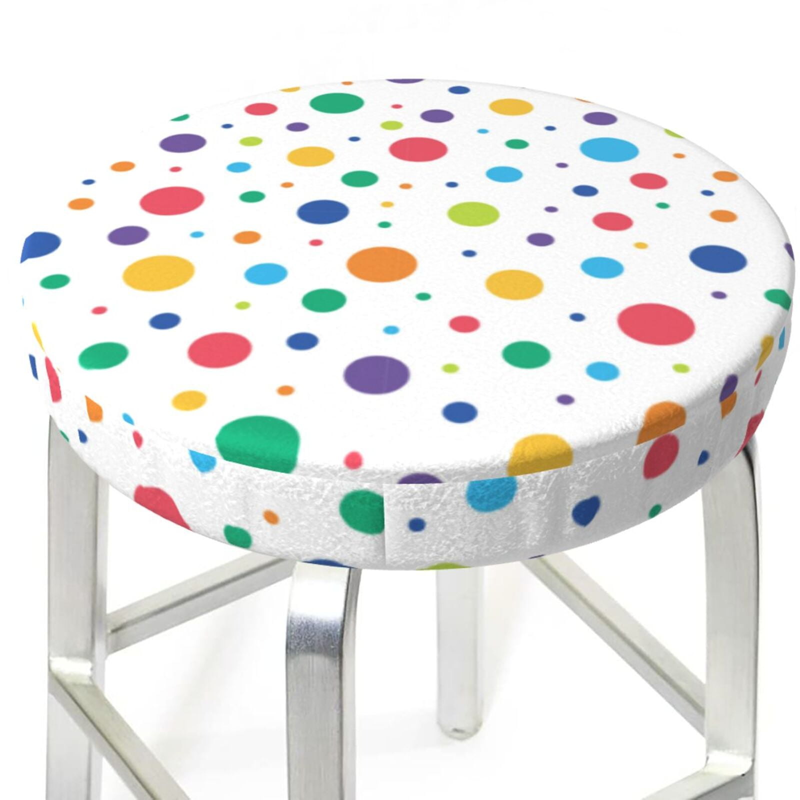 colorful dot print Round Bar Stool Seat Covers, Elastic Round Chair ...