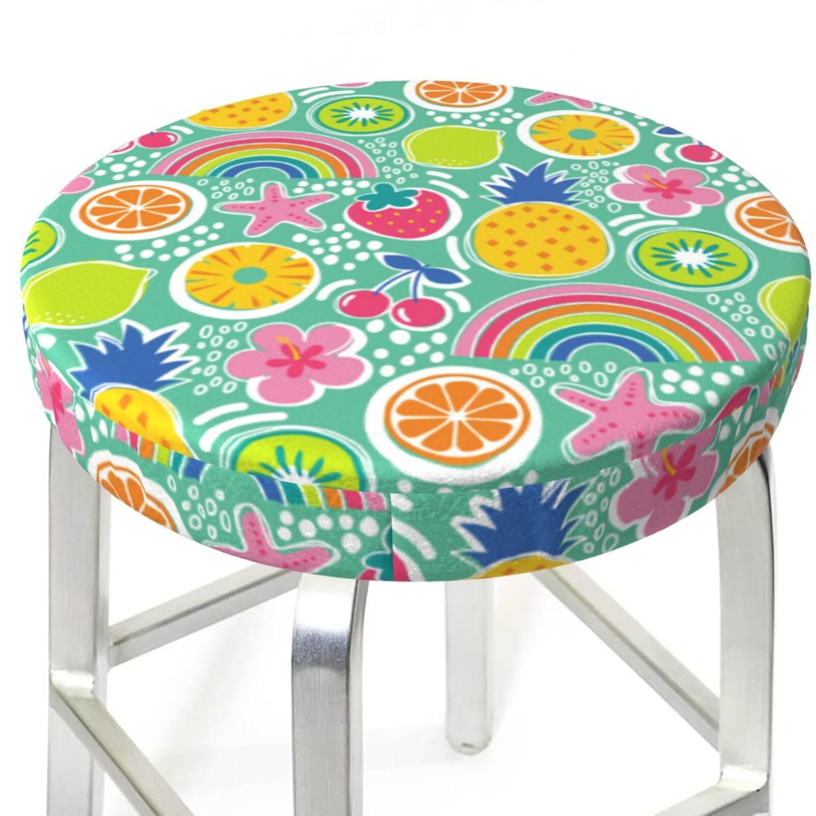 colorful fruit rainbow Round Bar Stool Covers, Soft Velvet Bar Stool ...