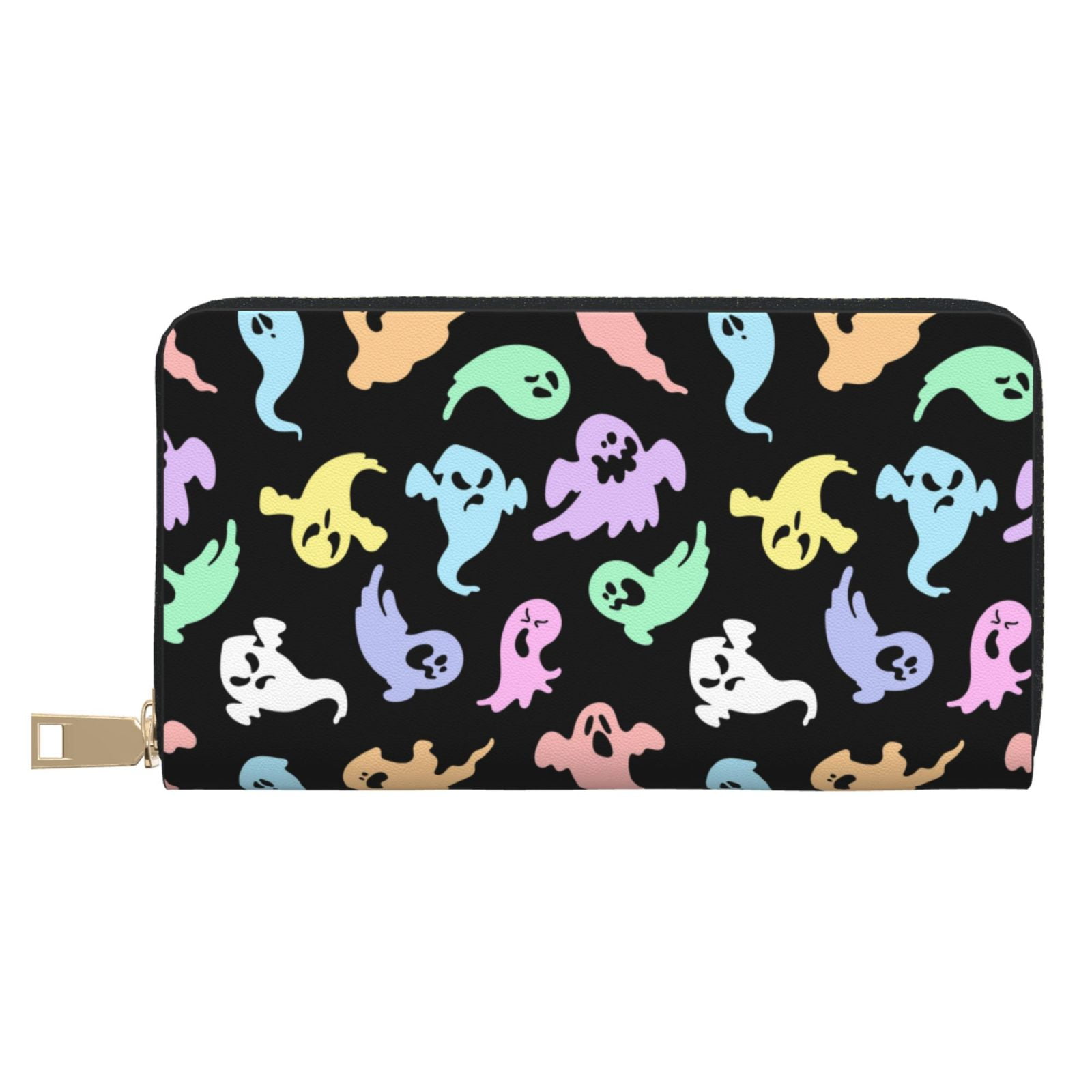 colorful halloween ghost Wallet Women, Leather Bifold Multi Card Wallet ...