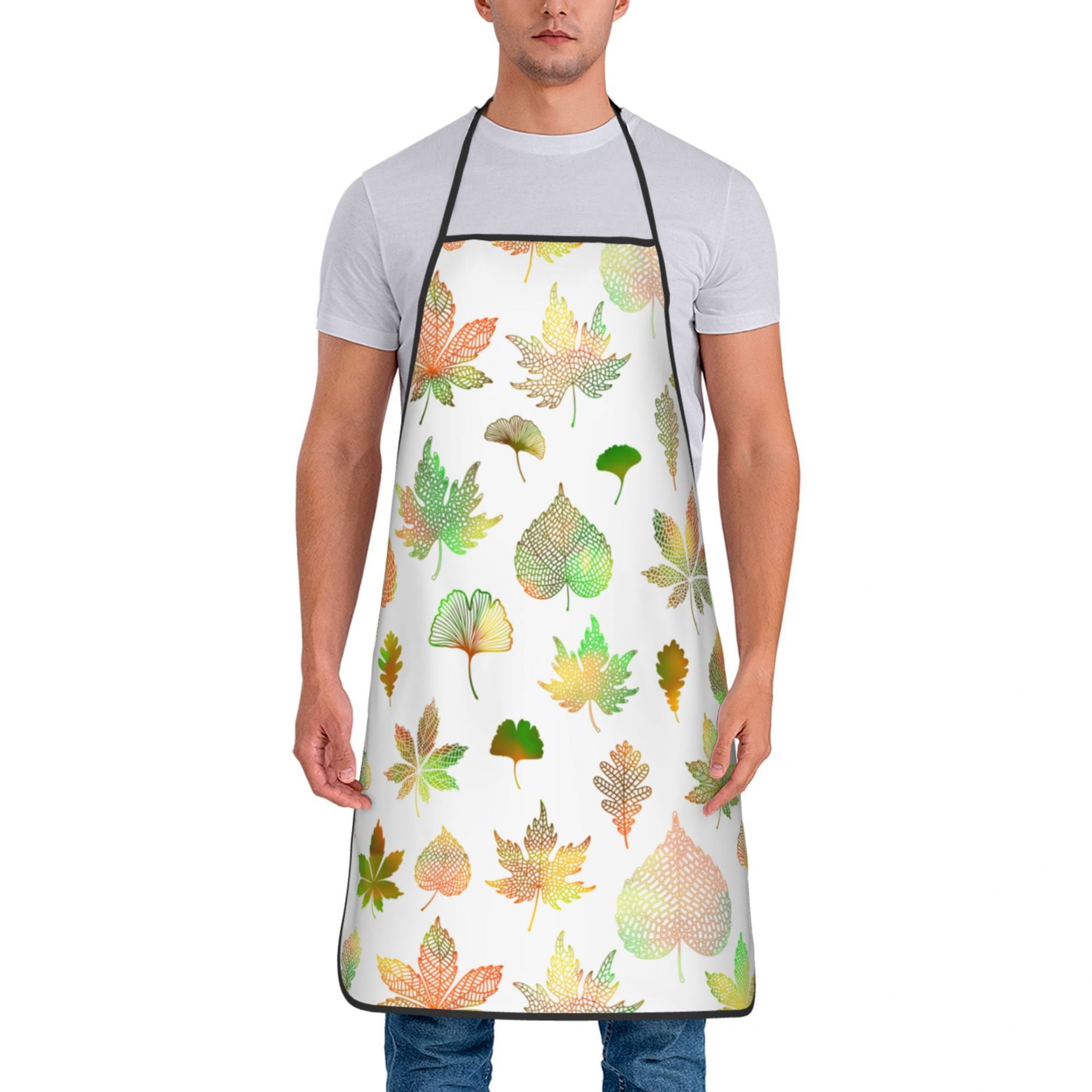 colorful leaves art pattern Aprons for Women Men Waterproof Apron ...