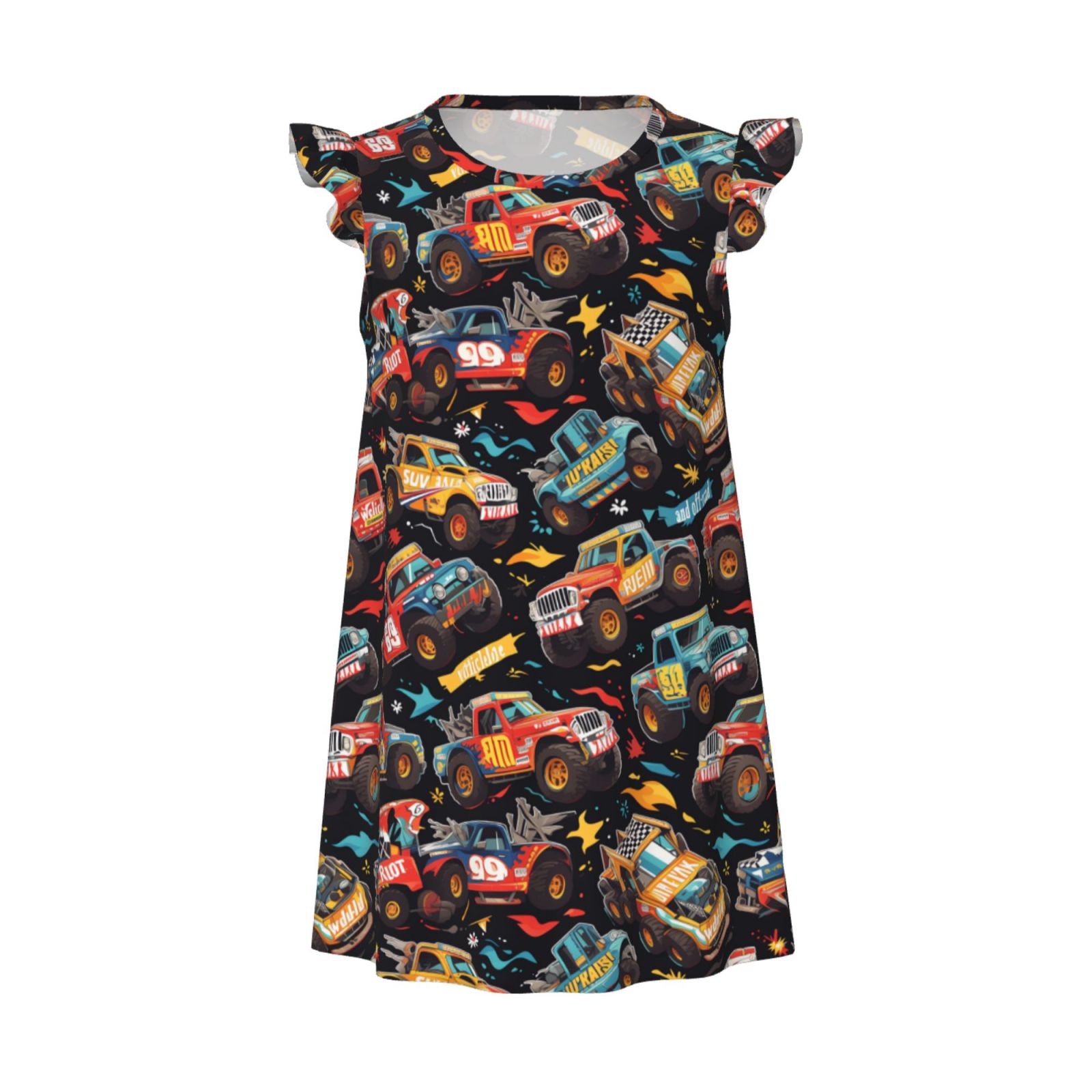 colorful off road racing Girls Nightgowns, Flutter Sleeve Pajamas ...