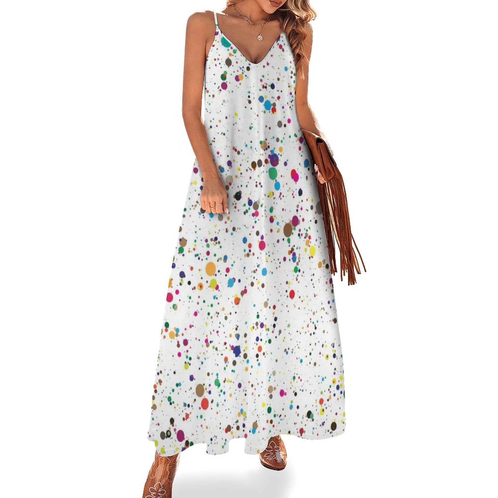 colorful paint splatter confetti Sleeveless Dress beach outfits for women women's dresses luxury ...