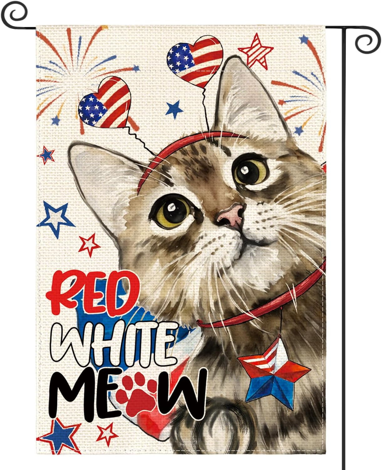 colorlife 4th of July Patriotic Cat Garden Flag 12x18 Inch Double Sided ...