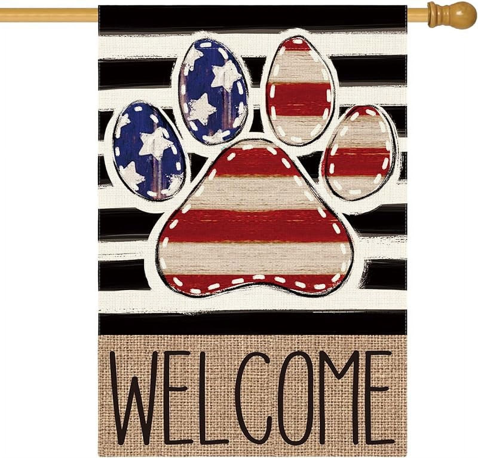colorlife American Flag Paw Print Patriotic 4th of July Garden Flag ...