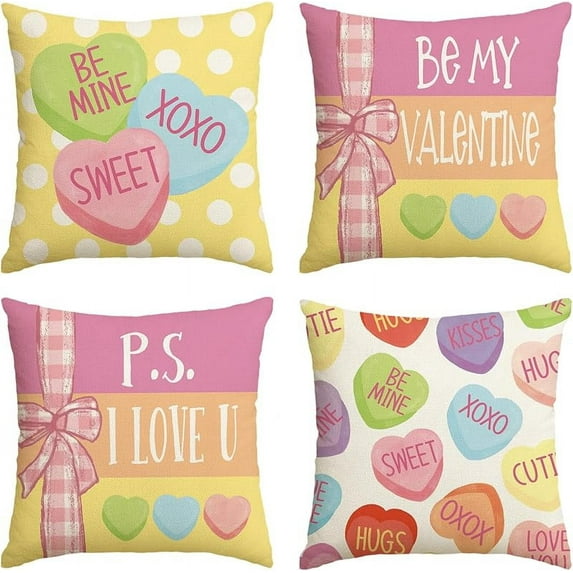 colorlife Be My Valentine Red Candy Heart Throw Pillow Covers, 18 x 18 ...