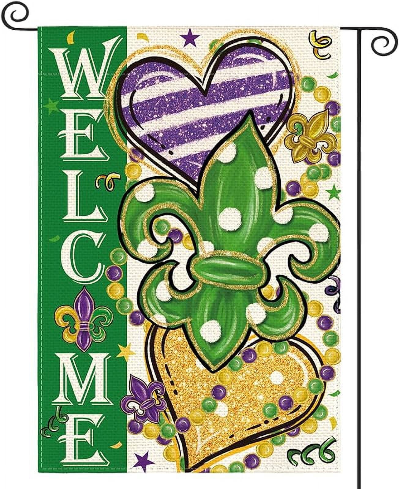 colorlife Fleur de Lis Mardi Gras Garden Flag 12x18 Inch Double Sided ...