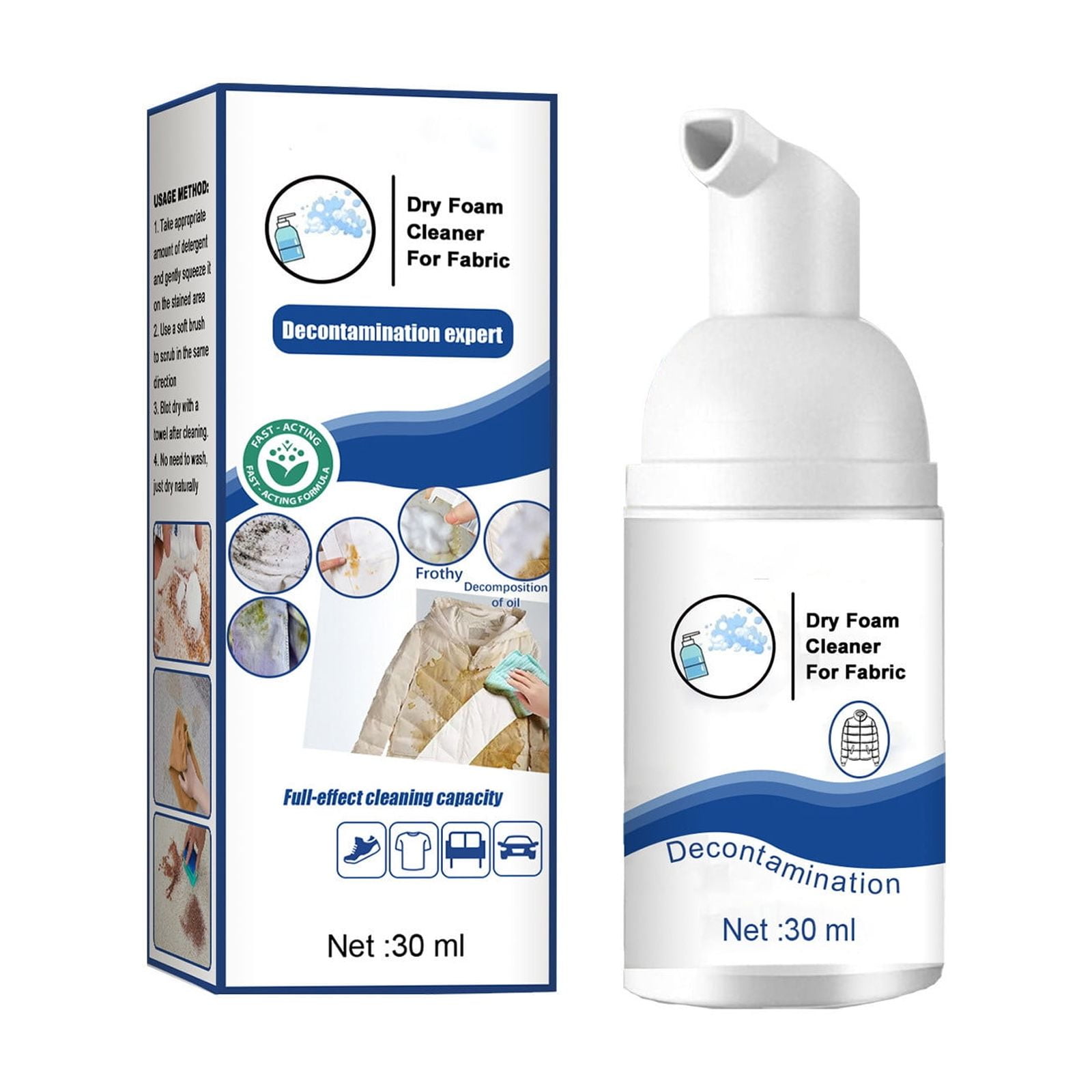 colour Dry Foam Cleaner Kit Dry Cleaning Agent For Clothes Fabric Oil ...