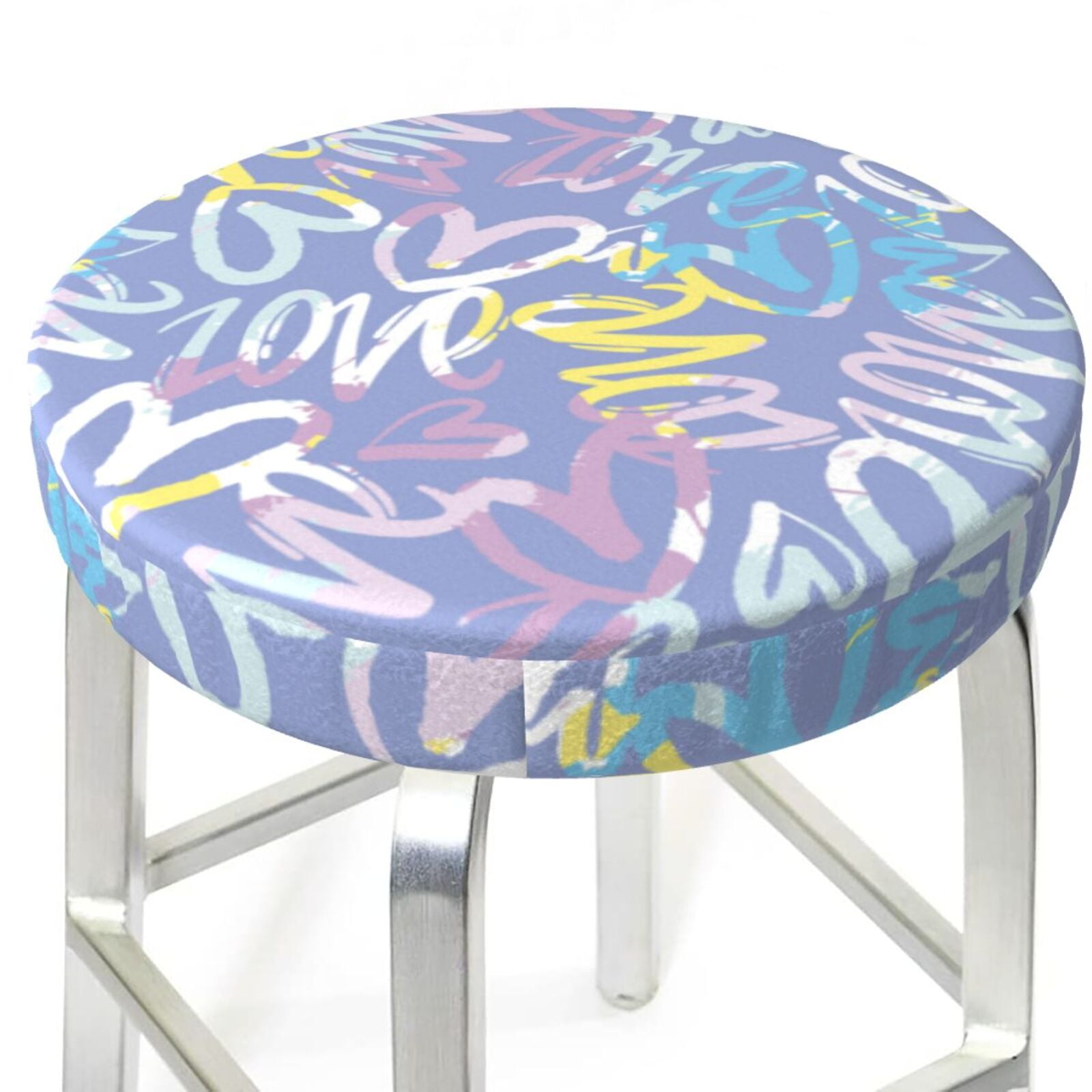 colourful Abstract doodle pattern Bar Stool Covers Round - Washable ...