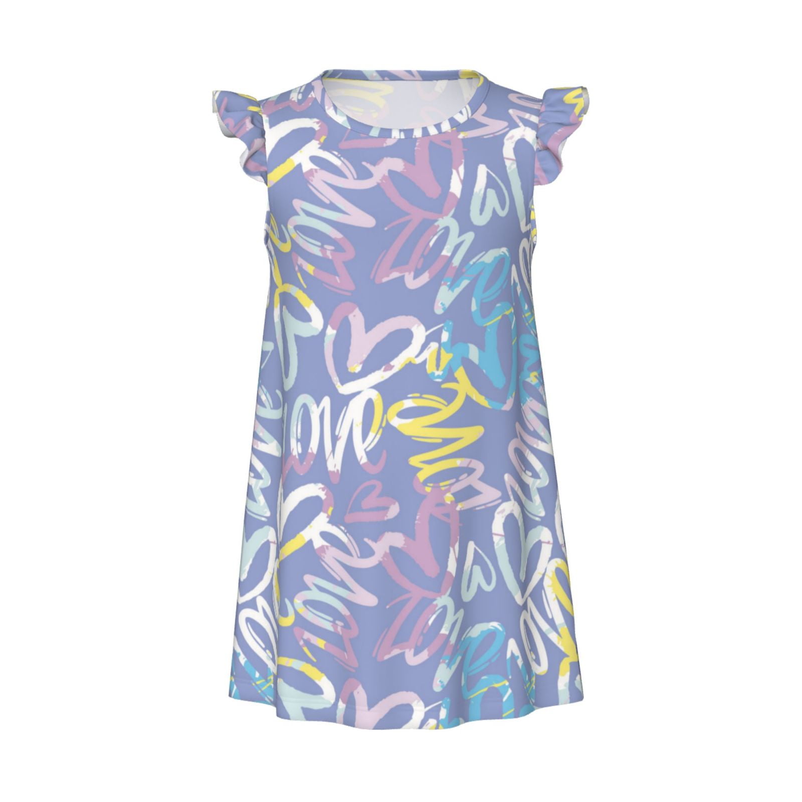colourful Abstract doodle pattern Girls Nightgowns, Flutter Sleeve ...