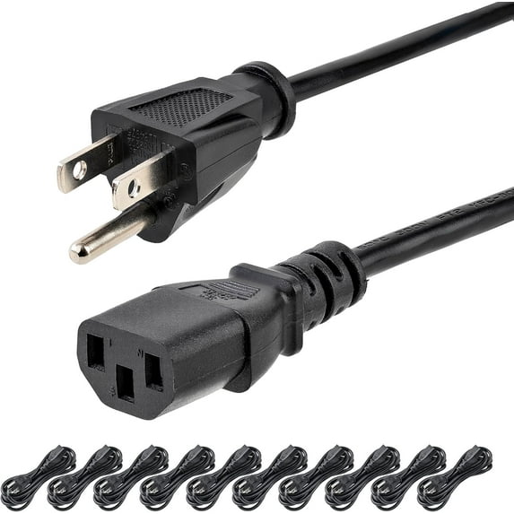 .com 10ft (3m) Computer Power Cord, NEMA 5-15P to C13, 10A 125V, 18AWG ...