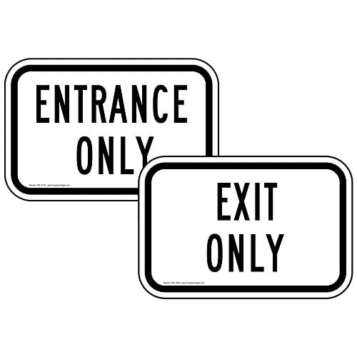 .com Entrance Only Exit Only Reflective Sign Set, White Reflective ...