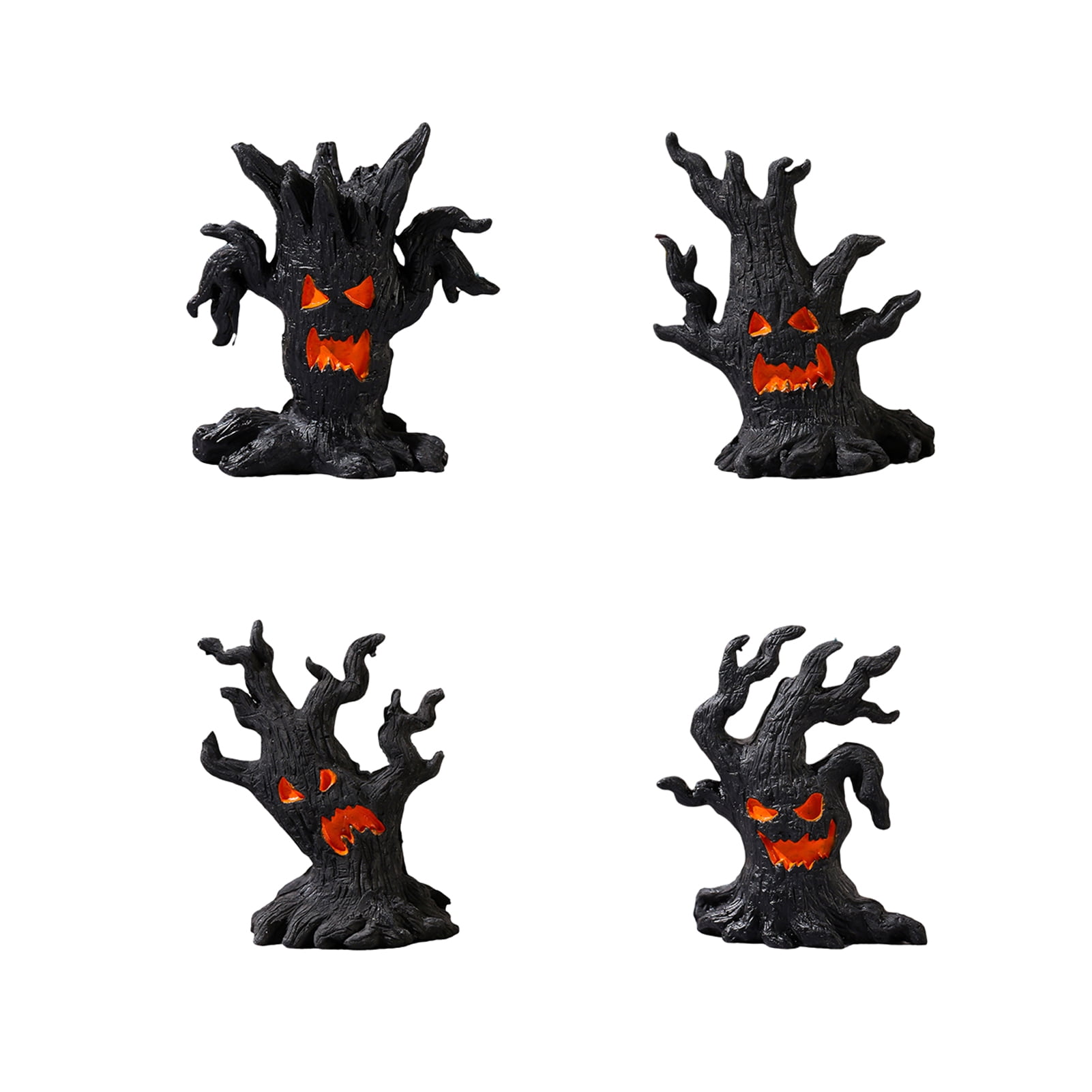 comerut 1/4Pcs Halloween Spooky Tree Figurine Ghost Tree Stump Resin ...