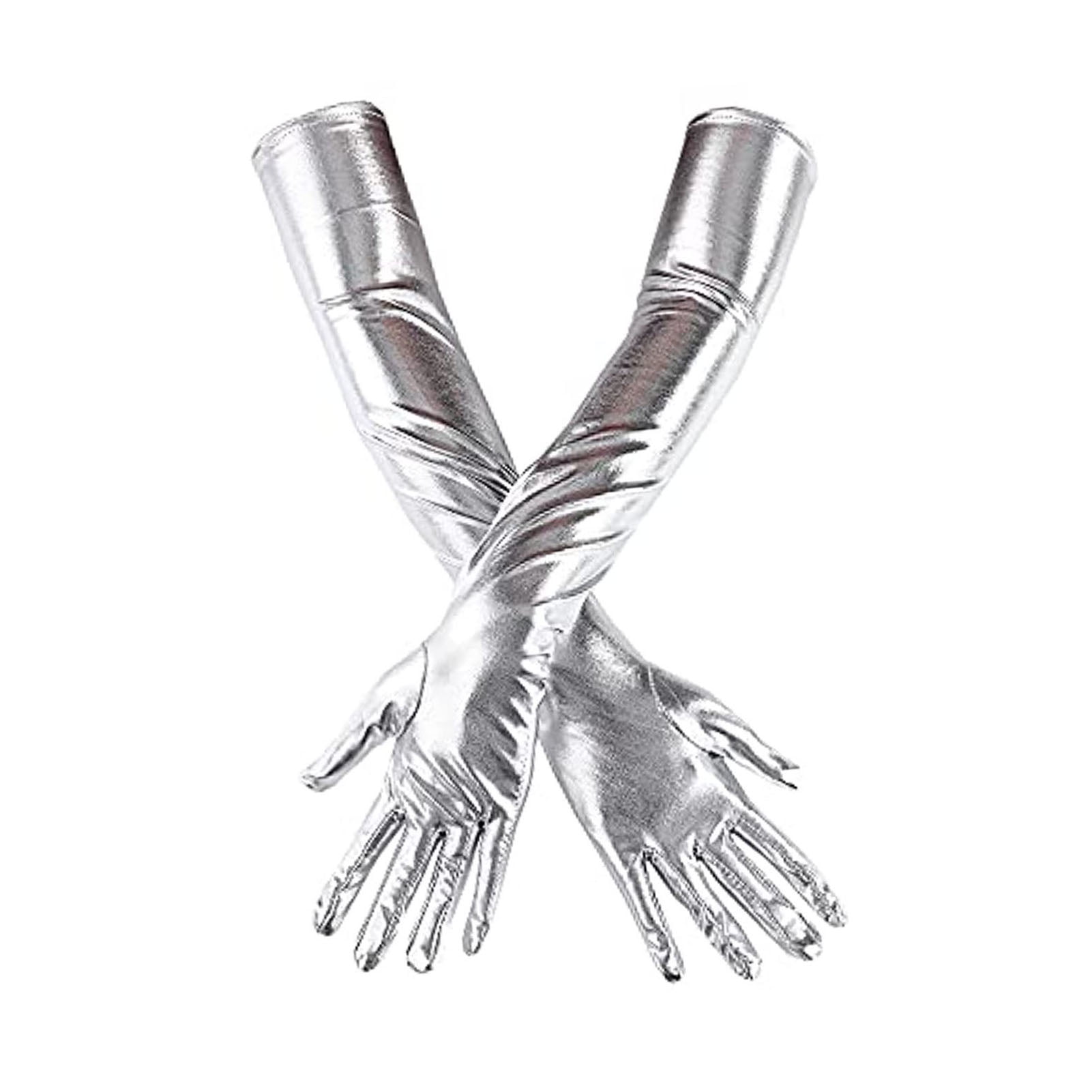 comerut 1 Pair Women Cosplay Gloves Coated Faux Leather Five Fingers ...