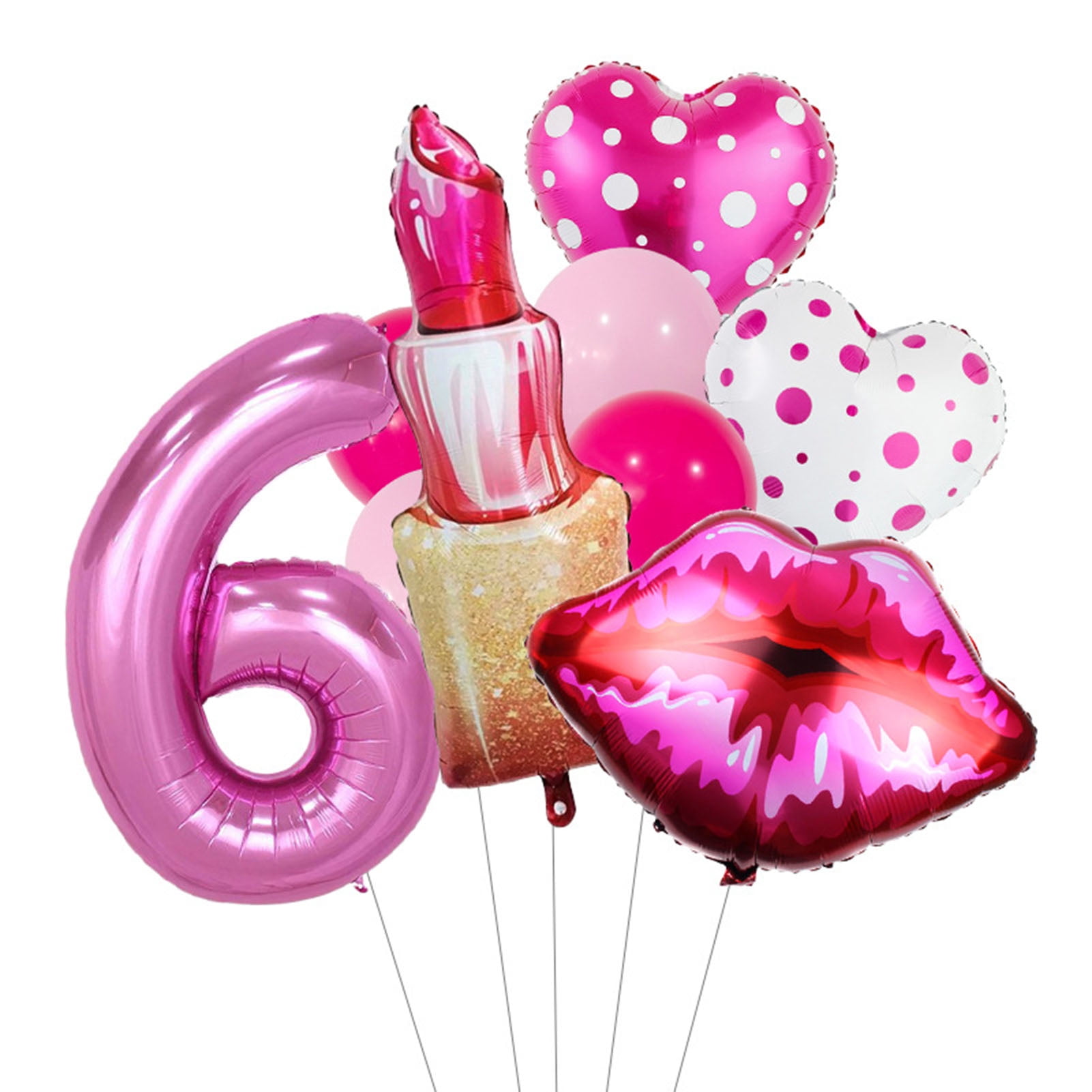 comerut 1 Set Balloons Number Lipstick Lip Heart Shape Pink Leakproof ...