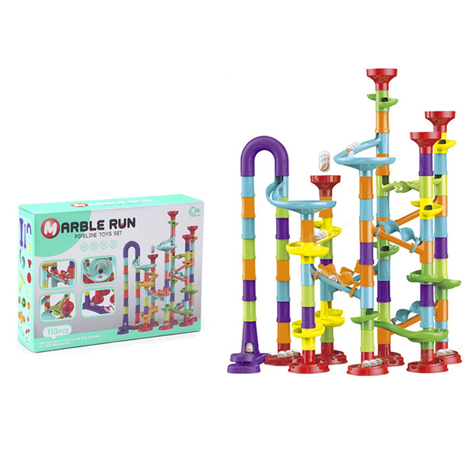 comerut 1 Set Marble Ball Run Curved Track Coaster Maze Toy for Kids ...