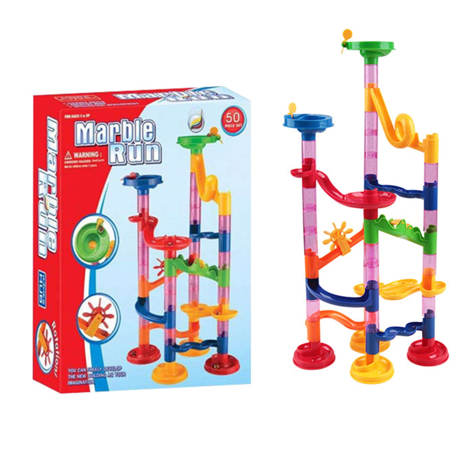 comerut 1 Set Marble Ball Run Curved Track Coaster Maze Toy for Kids ...