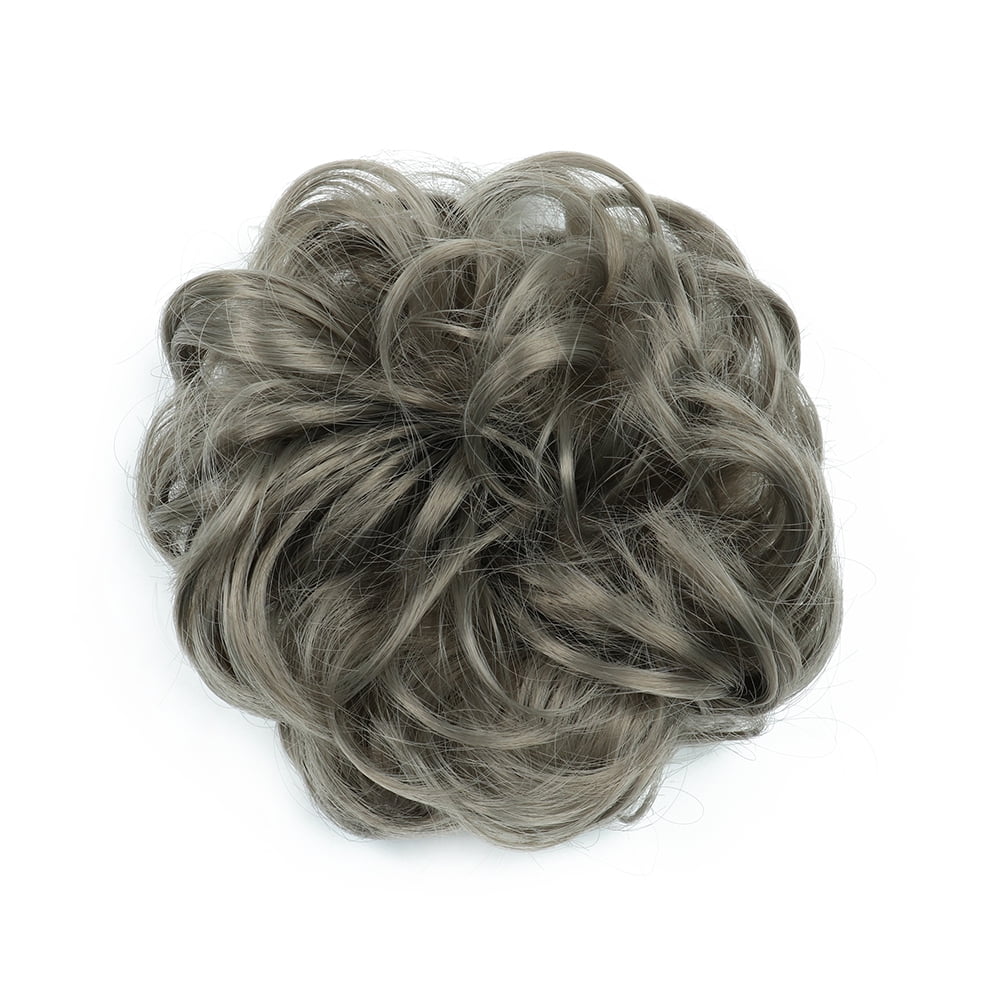 comerut 10cm Women Hair Bun Extension Wavy Curly Messy Donut Chignons ...