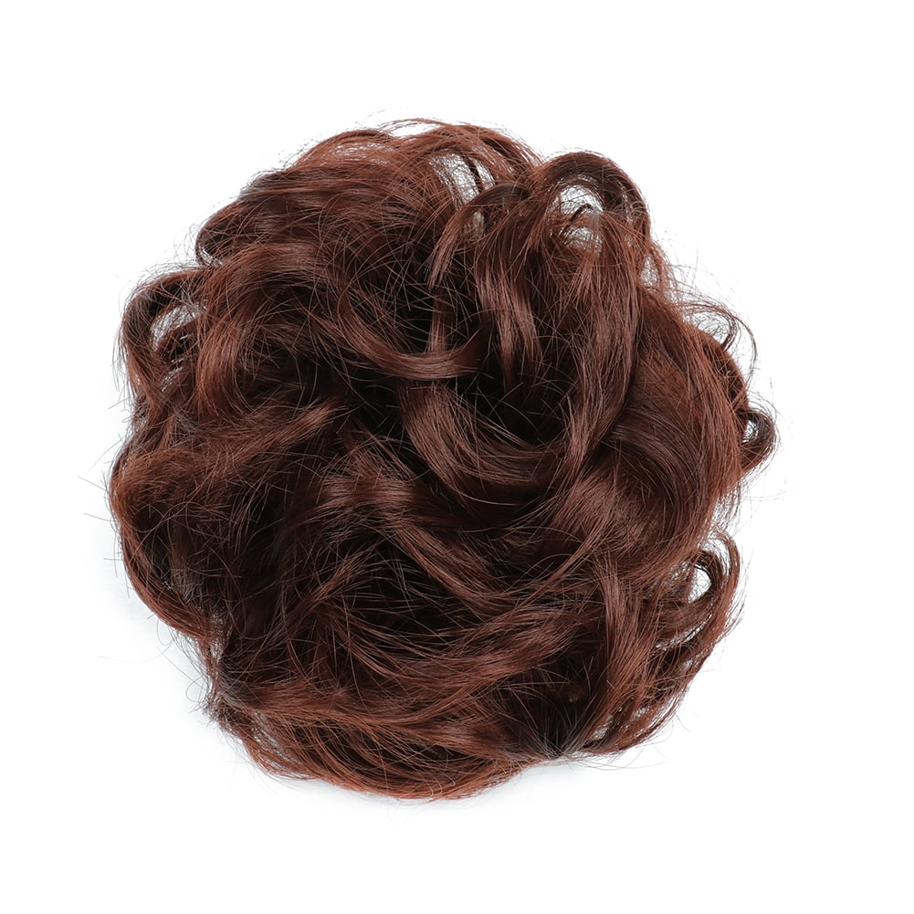 comerut 10cm Women Hair Bun Extension Wavy Curly Messy Donut Chignons ...