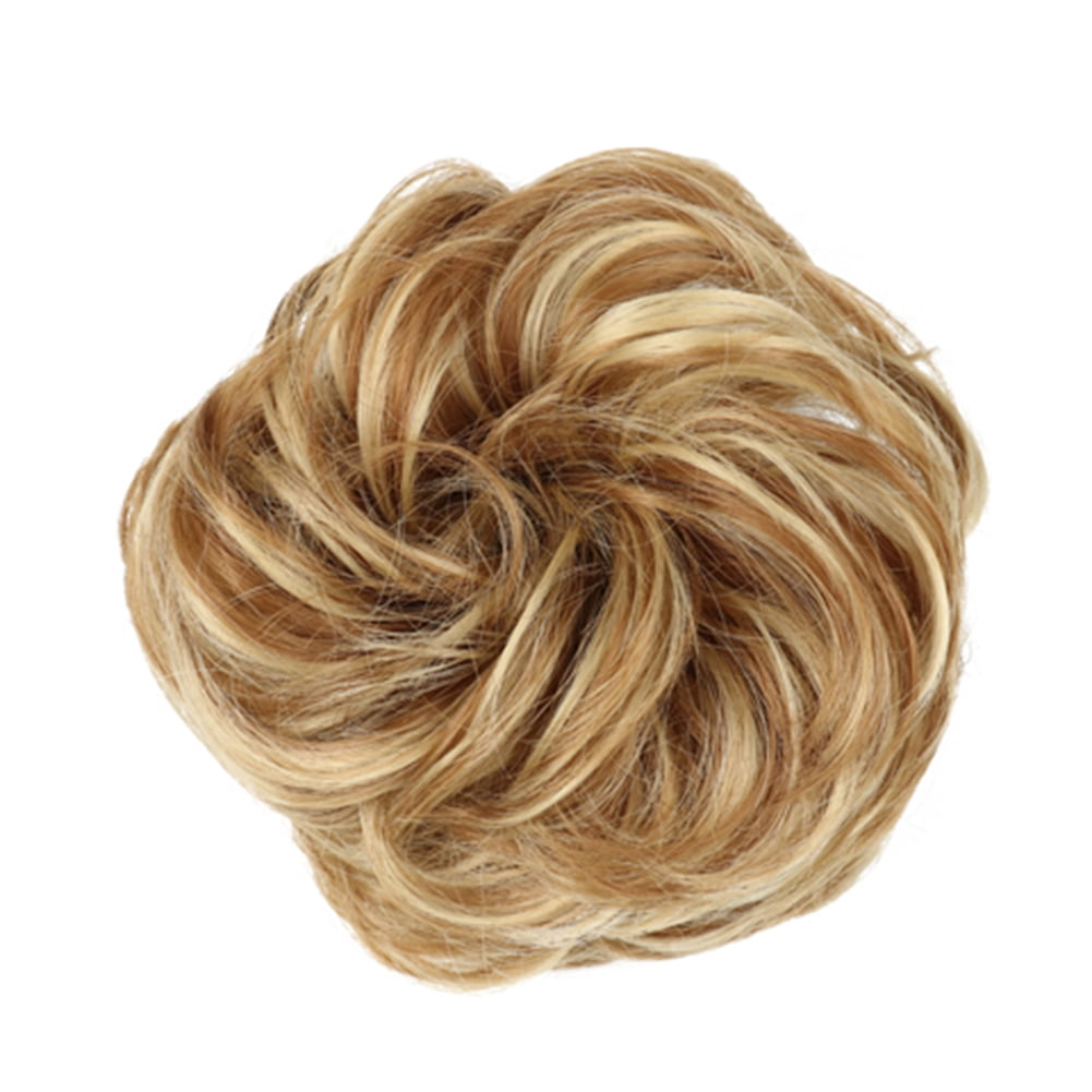 comerut 10cm Women Hair Bun Extension Wavy Curly Messy Donut Chignons ...