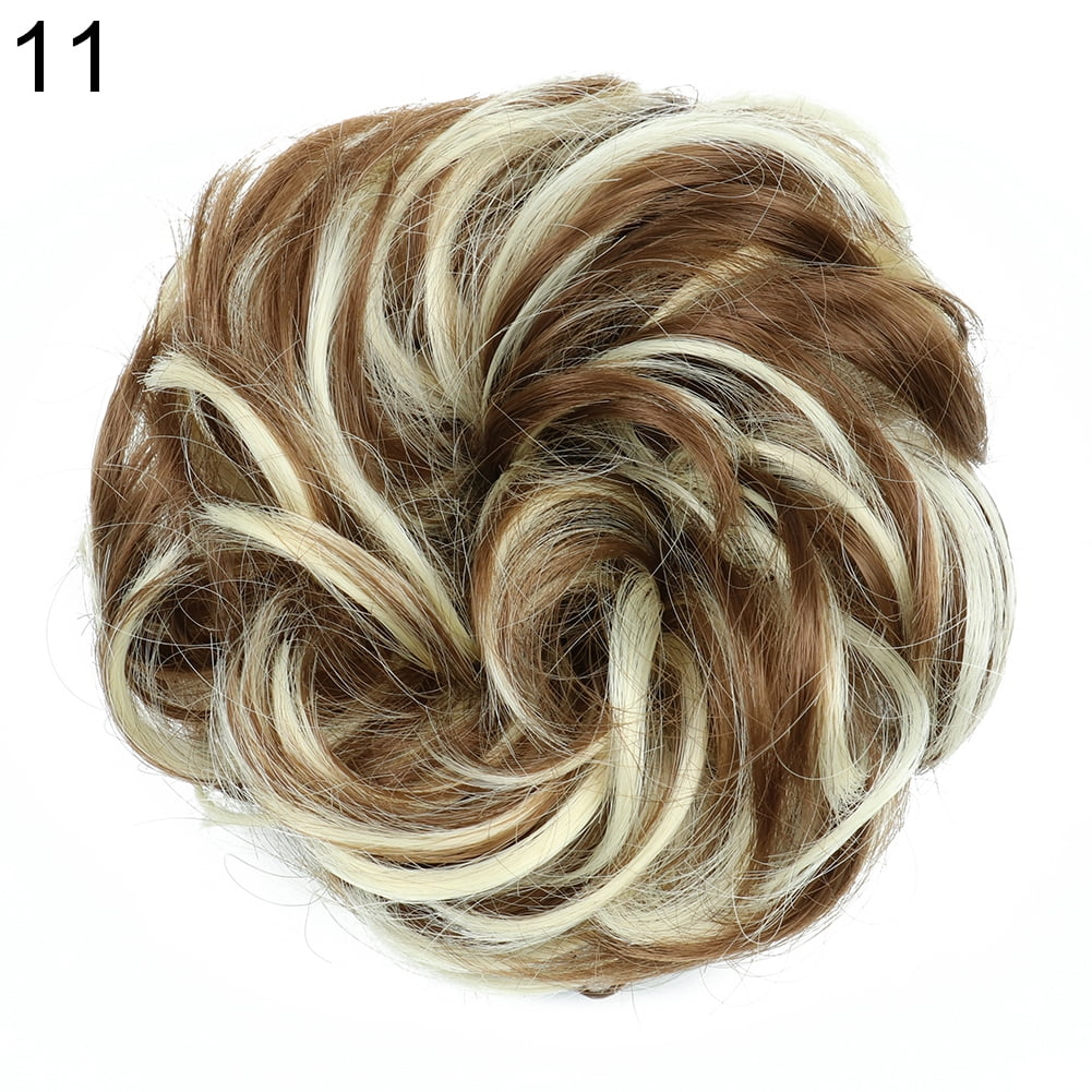 comerut 10cm Women Hair Bun Extension Wavy Curly Messy Donut Chignons ...