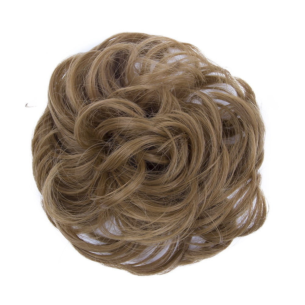 comerut 10cm Women Hair Bun Extension Wavy Curly Messy Donut Chignons ...